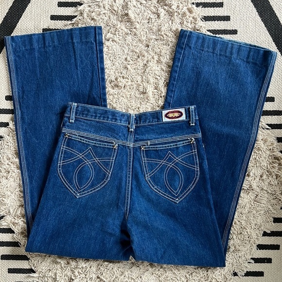 Vintage | Jeans | Vintage Brittania Wide Leg Ultra High Rise Jeans In Dark Wash | Poshmark